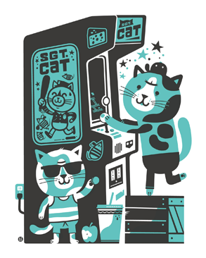 Arcade Cat Screenprint | Little Friends of Printmaking (CA) – WE ARE 1976